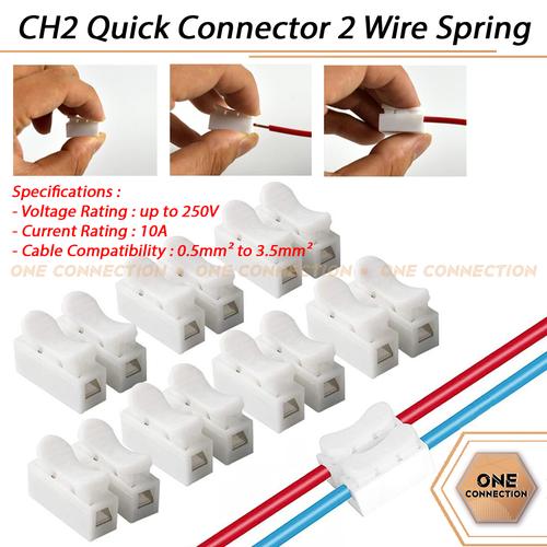 Jual CH2 Quick Connector 2 Wire Spring Terminal Sambungan Kabel Listrik ...