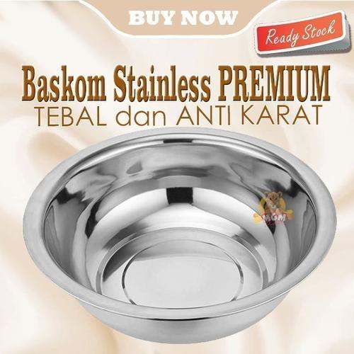 Jual Baskom stainless PREMIUM 26cm TEBAL anti karat baskom dalam ...
