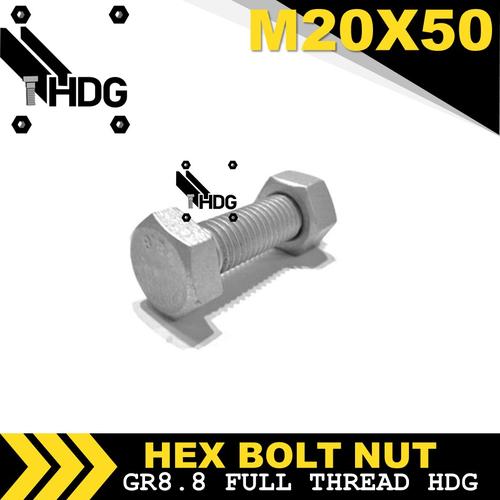 Jual HEX BOLT NUT FULL THREAD GRADE 8.8 HOTDIP (HDG) M20 - M20X50 - Kab ...