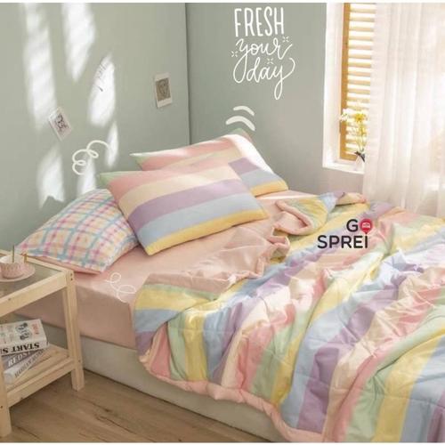 Jual GOSPREI Sprei Set MINIMALIS BUBBLEGUM pelangi (tanpa bedcover ...