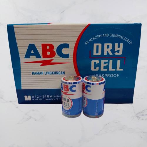 Jual Baterai/Battery/Batere ABC Dry Cell Biru Tipe D Besar R20 - Kab ...