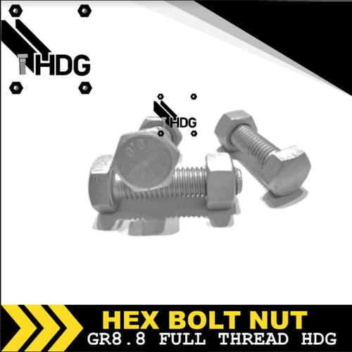 Jual HEX BOLT NUT FULL THREAD GRADE 8.8 HOTDIP (HDG) M18 - M18X80 - Kab ...