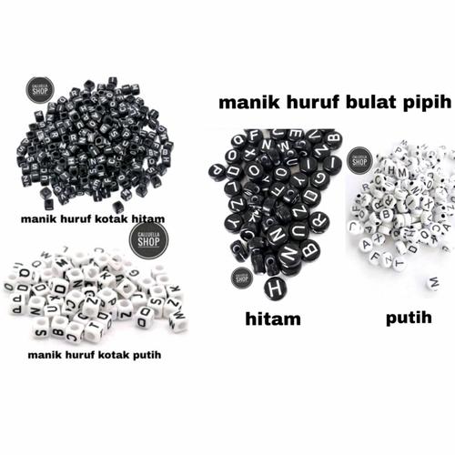 Jual MANIK HURUF BULAT PIPIH HITAM DAN PUTIH PAREL BEADS STRAP MASK ...