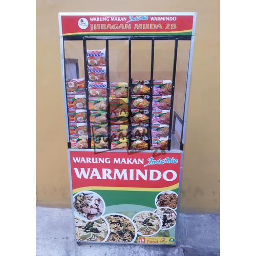Jual Gerobak Warmindo Kekinian Dengan Rak Indomie + Roda + Pintu ...