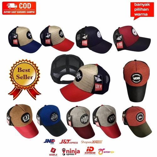 Jual topi jaring aplikasi sablon bordir - hitam maroon - Kab. Bandung ...