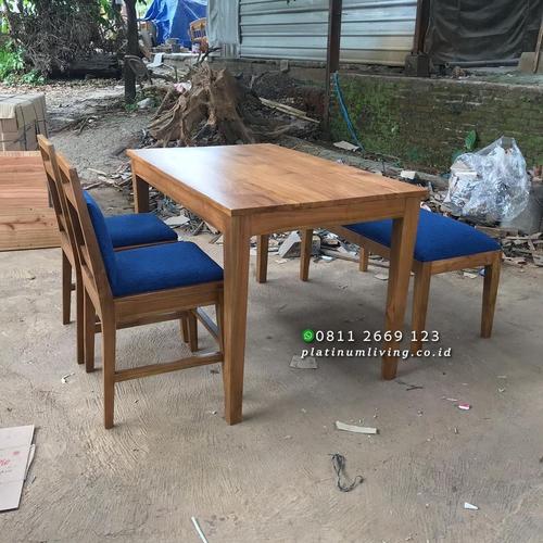 Jual Meja Makan Jati Modern 160x80, Meja Makan Modern Bench Jati, Kursi ...