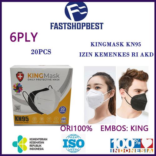 Jual Masker KINGMASK KN95 black/hitam 5ply izin kemenkes 1box isi 20pcs ...
