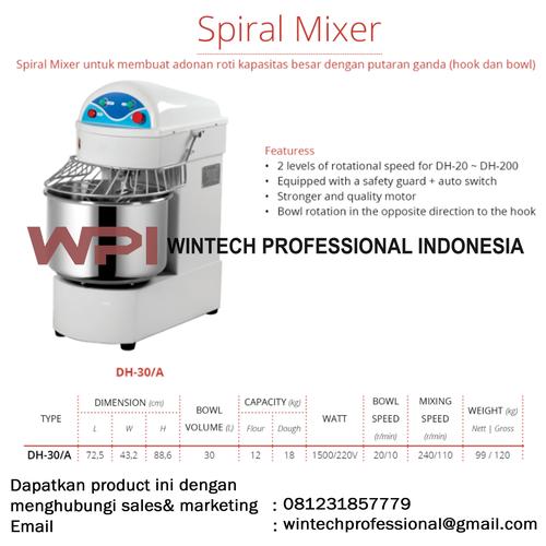 Jual GETRA DH-30/A Spiral Mixer - Mixer Roti Spiral Untuk Adonan Roti ...