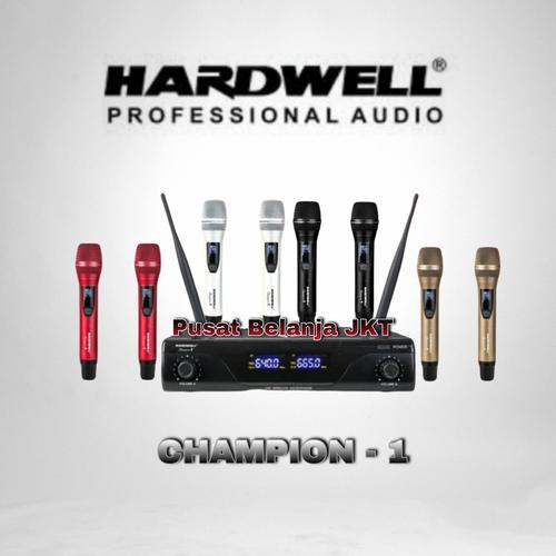 Jual MIC WIRELESS HARDWELL CHAMPION 1 DUAL MICROPHONE HANDLE ORIGINAL ...