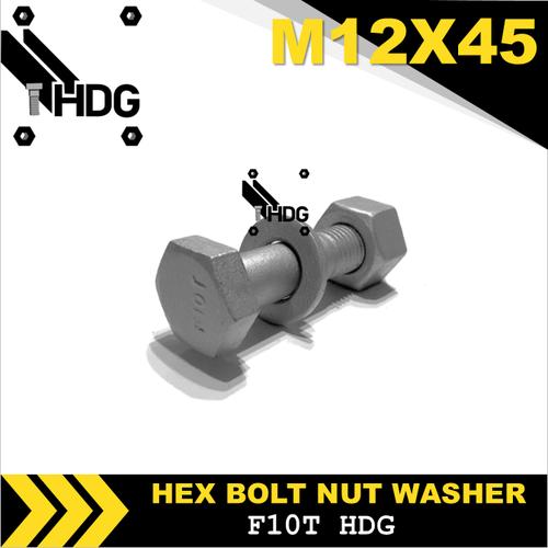 Jual HEX BOLT NUT + RING PLAT HALF THREAD GRADE F10T HOTDIP (HDG) M12 ...