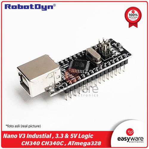 Jual RobotDyn Nano Industrial 3.3V 5V CH340 CH340C Nano V3 Industrial ...
