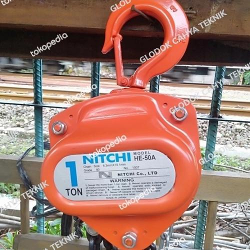 Jual (GCT) Chain Block Manual NITCHI 1 ton x12 meter Type HE- 50A ...