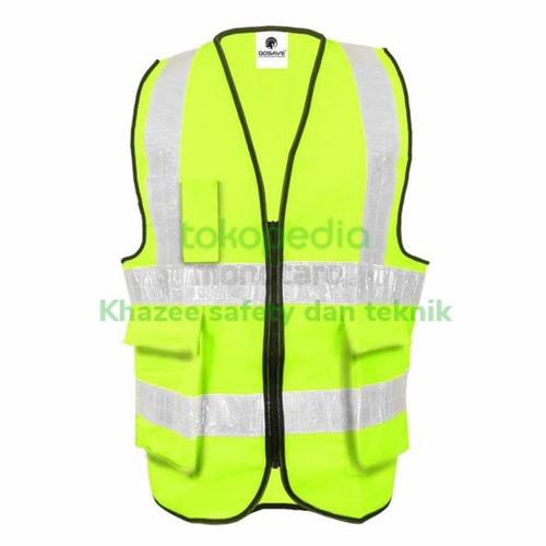 Jual rompi safety kantong hijau / rompi proyek kantong / rompi mekanik ...