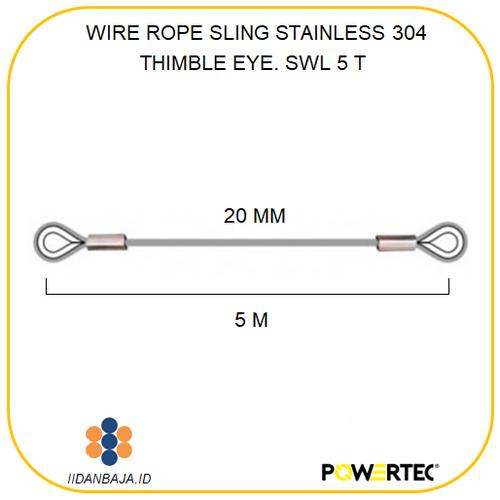Jual WIRE ROPE SLING THIMBLE EYE ON BOTH END SS 304 20 MM X 5 M X 5 TON ...