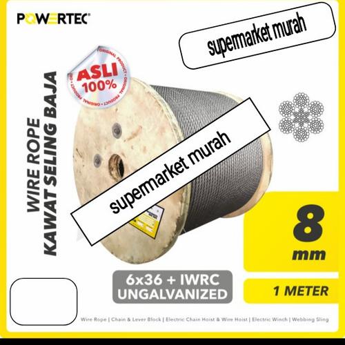 Jual Wire Rope Kawat Seling Baja 6x36 IWRC 8mm Ungalv POWERTEC - 1 Meter - Jakarta Barat ...