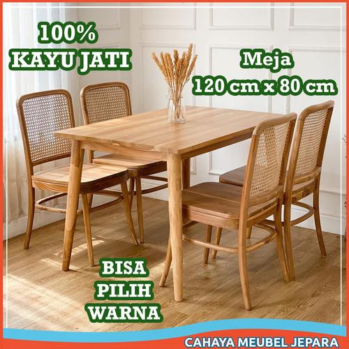 Jual Set Meja Makan 4 Kursi Rotan Kayu Jati Jepara Model Minimalis Terbaru - Kab. Jepara ...