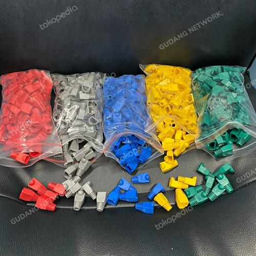 Jual Plug Boot RJ45 Cat5 / Cat5e Cat6 isi 50pcs / plug boot karet RJ45 ...