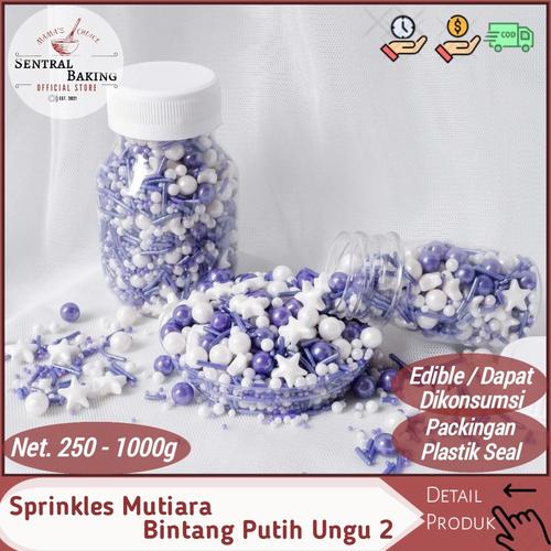 Jual Sprinkle Kue Mutiara Bintang Putih Ungu 2 / Springkel Springkle ...