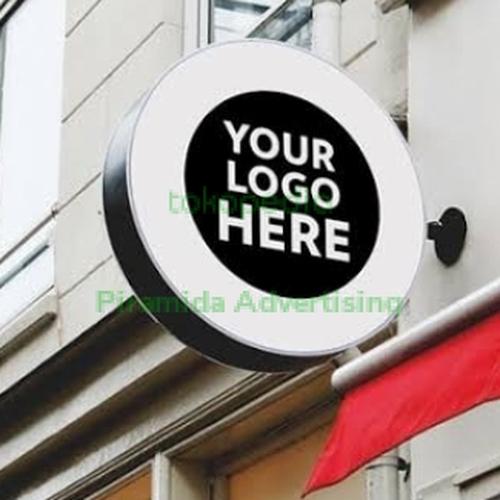 Jual neon box sign custom text order logo round - Kota Surabaya ...