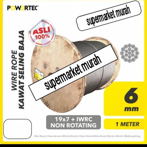 Jual Wire Rope Kawat Seling Baja 19x7 IWRC 6mm NR POWERTEC - 1 Meter - Jakarta Barat ...