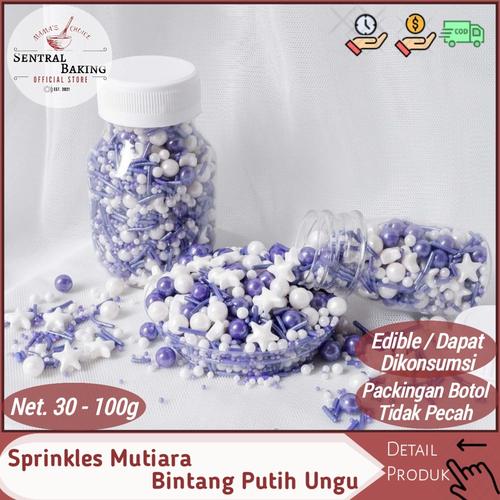 Jual Sprinkle Kue Mutiara Bintang Putih Ungu / Springkel Springkle ...