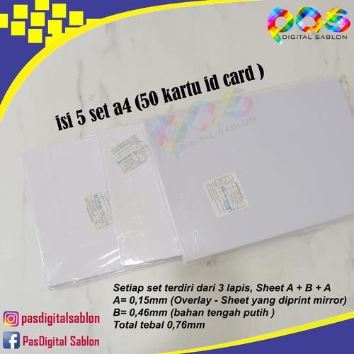 Jual Kertas Pvc Bahan ID Card Instan A4 isi 5 set (50 id Card ...