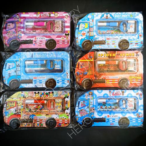 Jual Kotak pensil kaleng susun mobil whiteboard isi motif kartun anak ...