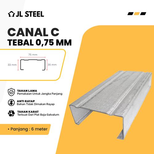 Jual BAJA RINGAN CANAL C JLSTEEL C75 tebal 0.75 MM FULL 6 METER - Kab ...