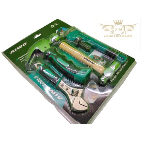 Jual Tool Set 5 Pcs Palu Kambing Tang lancip Pisau Cutter Meteran 2m ...