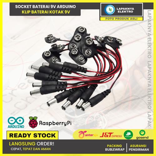 Jual socket baterai 9v arduino Uno Mega Adapter Klip Baterai Jack DC ...