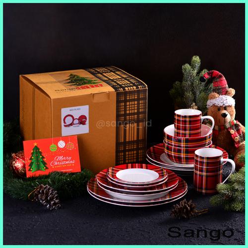 Promo SANGO Set Peralatan Makan Red Plaid (isi 12) Cicil 0% 3x - Kota ...