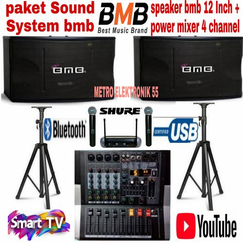 Jual Paket Sound System BMB Speaker BMB 12 Inch + Power Mixer 4 Channel ...