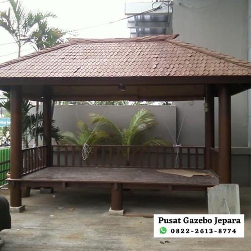 Jual gazebo minimalis kayu kelapa 4x2 M / gazebo kayu glugu / saung ...