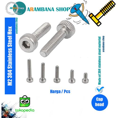Jual M2 304 Stainless Steel Hex Socket Cap head - M2 x 5 - Kota ...