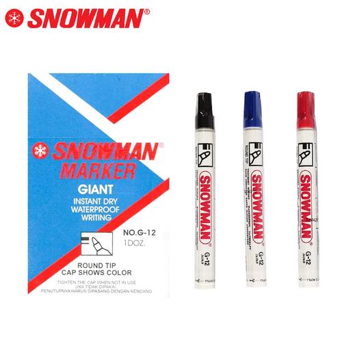 Jual [1 BOX / 12 PCS] Snowman Permanent Marker Spidol Permanen - Hitam ...
