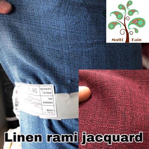 Jual bahan kain rami linen jaquard polyester polos meteran / grosir ...