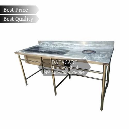 Jual Meja Cuci Piring Double Sink dengan Scrap Hole Lubang Sortir ...
