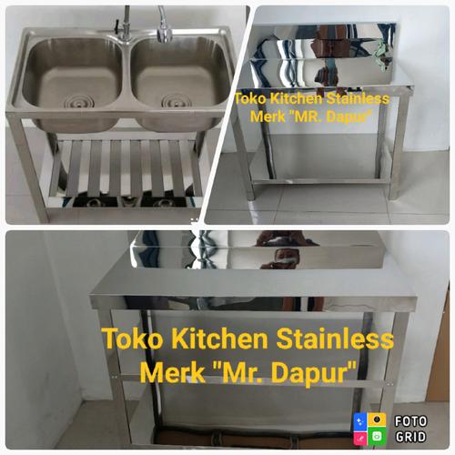 Jual Paket meja kerja 3 rak 1 Meja Kompor dan 1 Bak double sink plus ...
