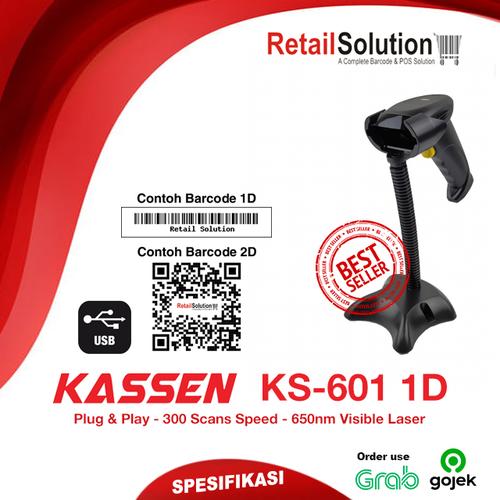 Jual Barcode Scanner 1D Handheld Laser Auto Scan - Kassen KS601 / KS ...