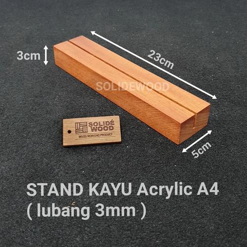 Jual stand kayu Akrilik A4 card holder 23cm x 5cm x 3cm dudukan acrylic ...
