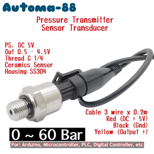 Jual Pressure Transducer Transmitter Sensor Arduino 0-60Bar 5VDC 60 Bar ...