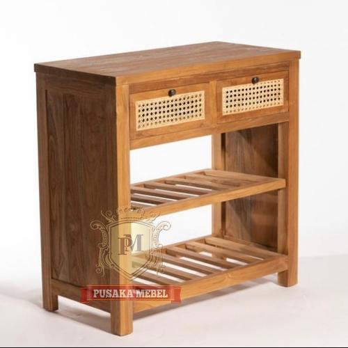Jual meja rak laci minimalis kayu jati, meja nakas kayu laci rotan ...