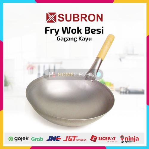 Jual Wajan Penggorengan Besi Subron Gagang Kayu Fry Wok - 36CM - Kota ...