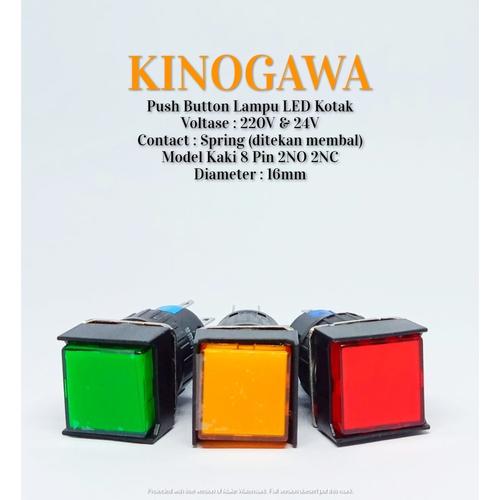 Jual Push Button Lampu LED Kotak 16mm 8 Kaki Spring - Kuning, 220v ...