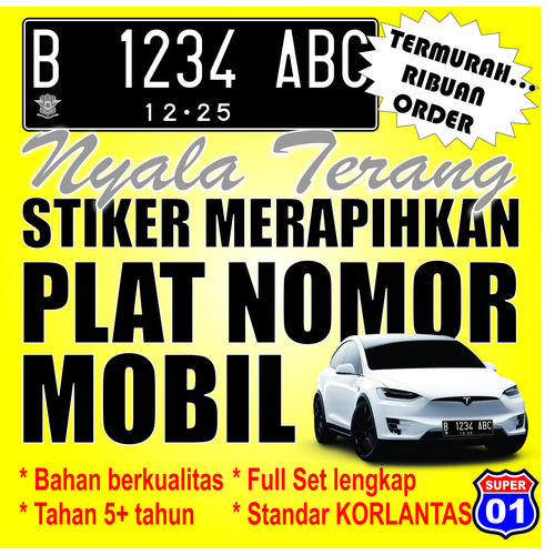 Jual Stiker Huruf Nomor Mobil Scotlight/Reflektif - Putih - Kota ...