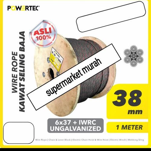 Jual Wire Rope Kawat Seling Baja 6x37 IWRC 38mm Ungalv POWERTEC - 1 Meter - Jakarta Barat ...