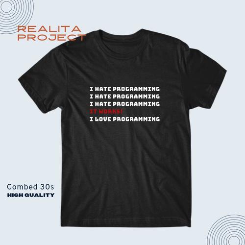 Jual Kaos Combed 30S Programmer I Hate Programming It Works Buku Coding - navy, L - Kab. Bogor ...