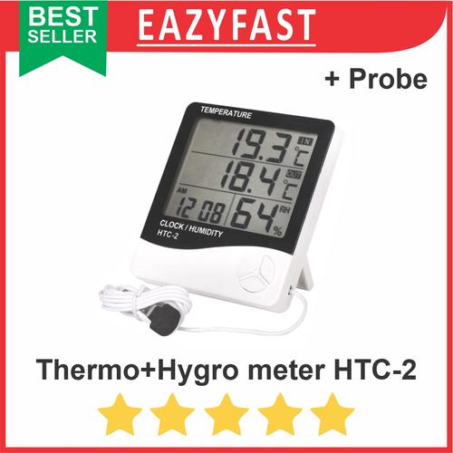 Jual Digital Thermometer Humidity Suhu Ruangan Jam Dinding Wall Probe ...