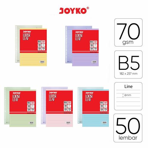 Jual Loose Leaf Color Isi Kertas File Binder Warna Joyko B5 50 Lembar ...