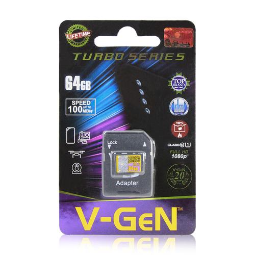 Jual MicroSD V-GeN Turbo 64GB + Adapter Class 10 Memory Card Micro SD ...